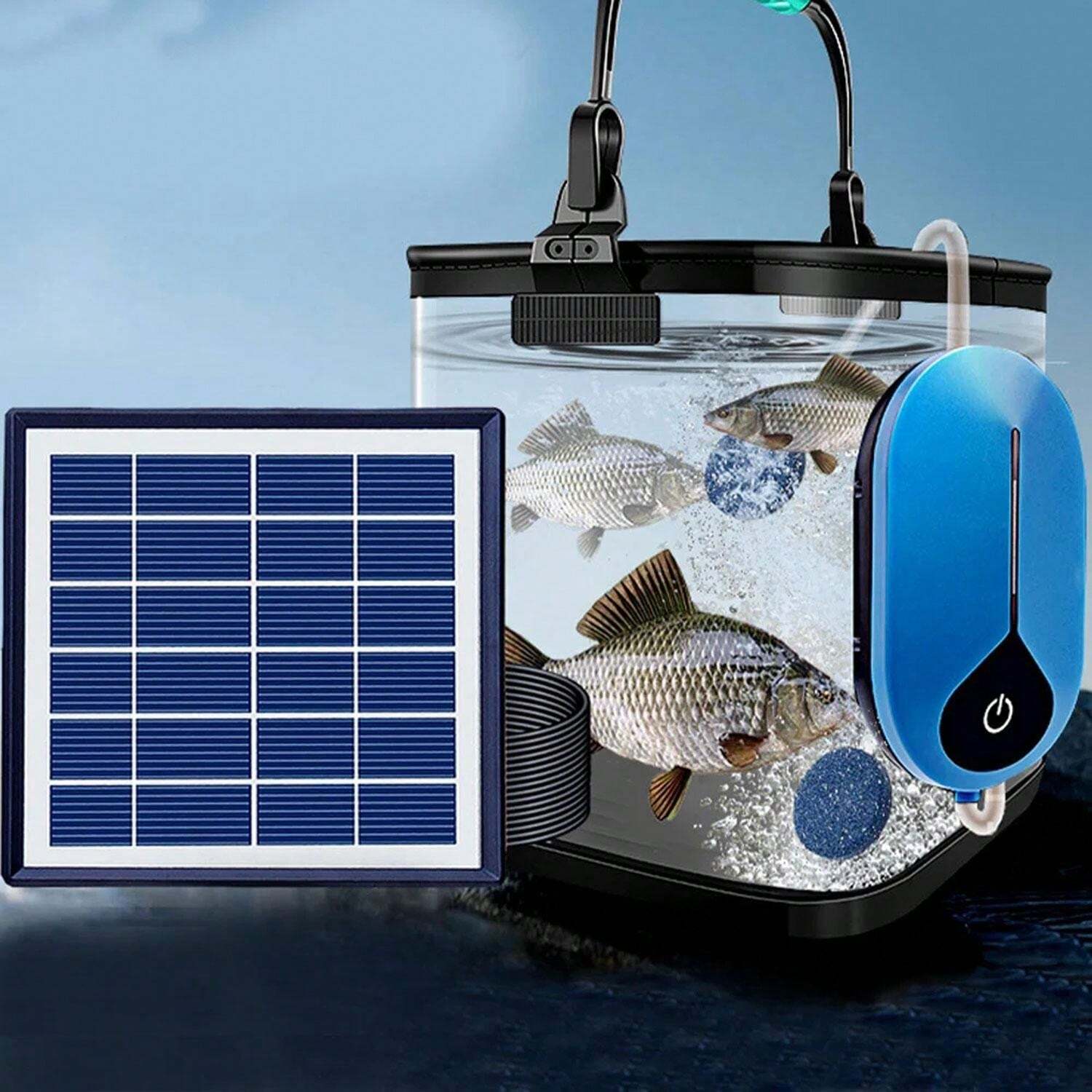 Solar Air Pump Kit USB Solar Rechargeable Aerator Water Oxygen Pump ...