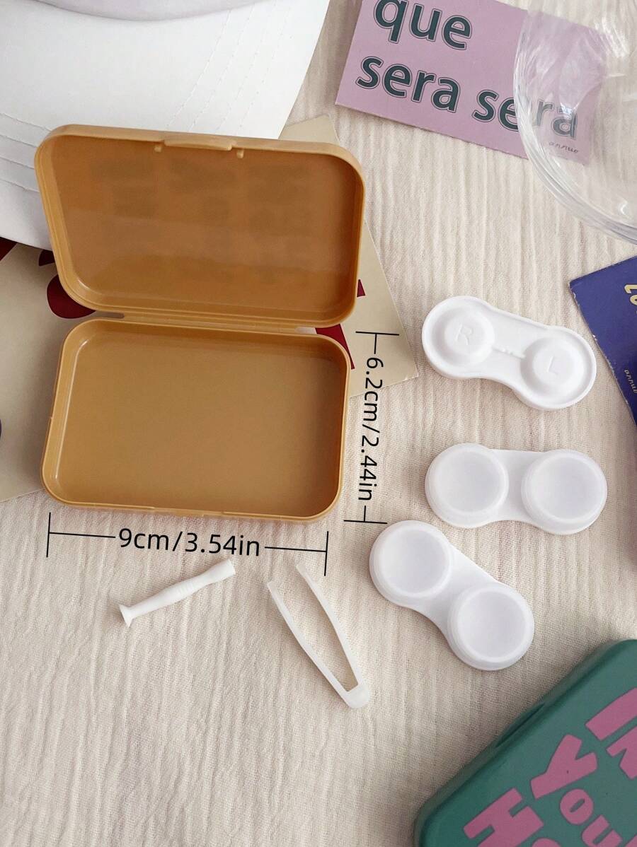 3-In-1 Set Of Minimalist Letter Contact Lens Cases Colorful Contact ...