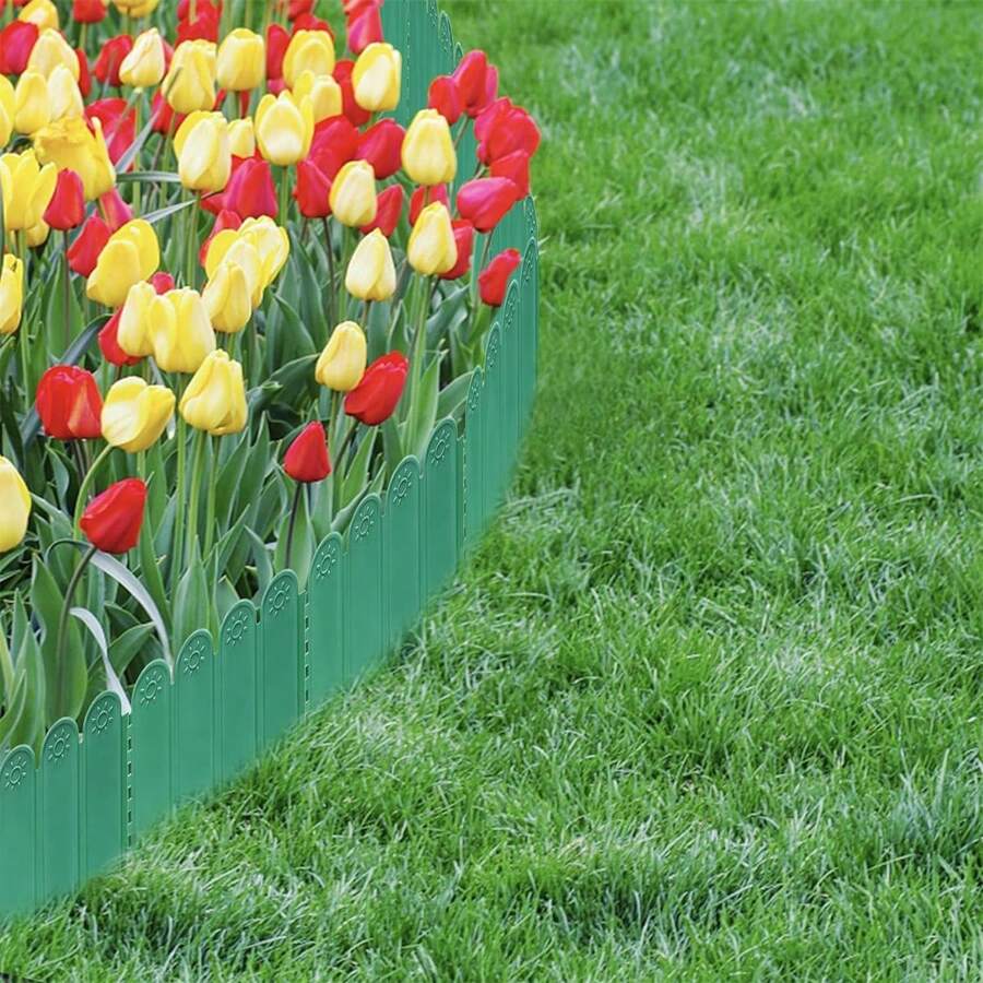 5 White Garden Edging Borders, 8.66"X8.66" Plastic Garden Landscape ...