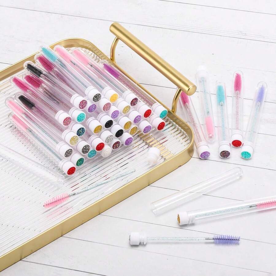 Eyelash Brushes 10Pcs Disposable Crystal Eyebrow Brush Spoolies For ...
