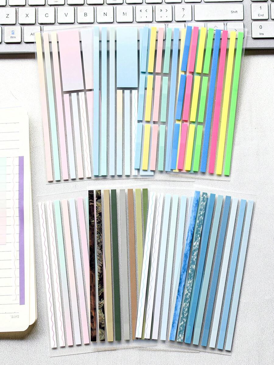 8 Designs/Pack Vintage Style Slim Sticky Notes, Student Markers, Semi ...