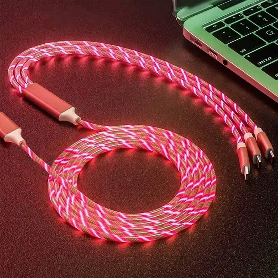 3-In-1 Fast Charging LED Flowing Light Charging Cable, TPE Charging ...
