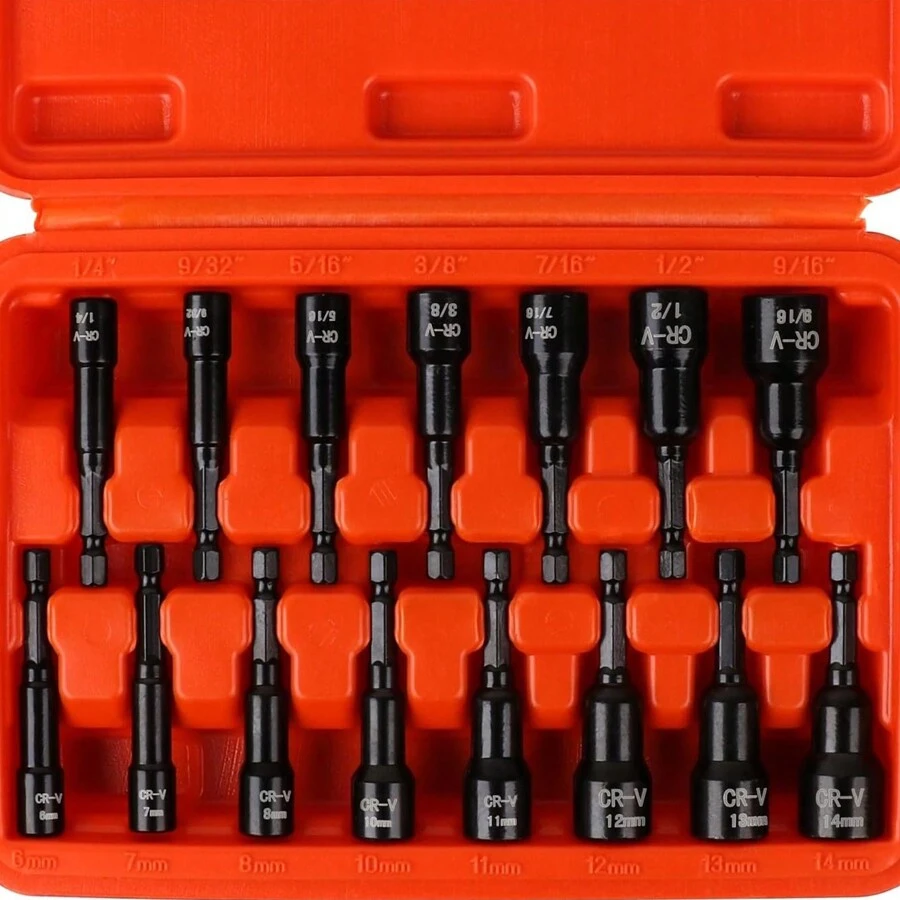 1/4" Hex Shank | Magnetic Nut Driver Set | 15-Piece | Impact Nut Driver ...