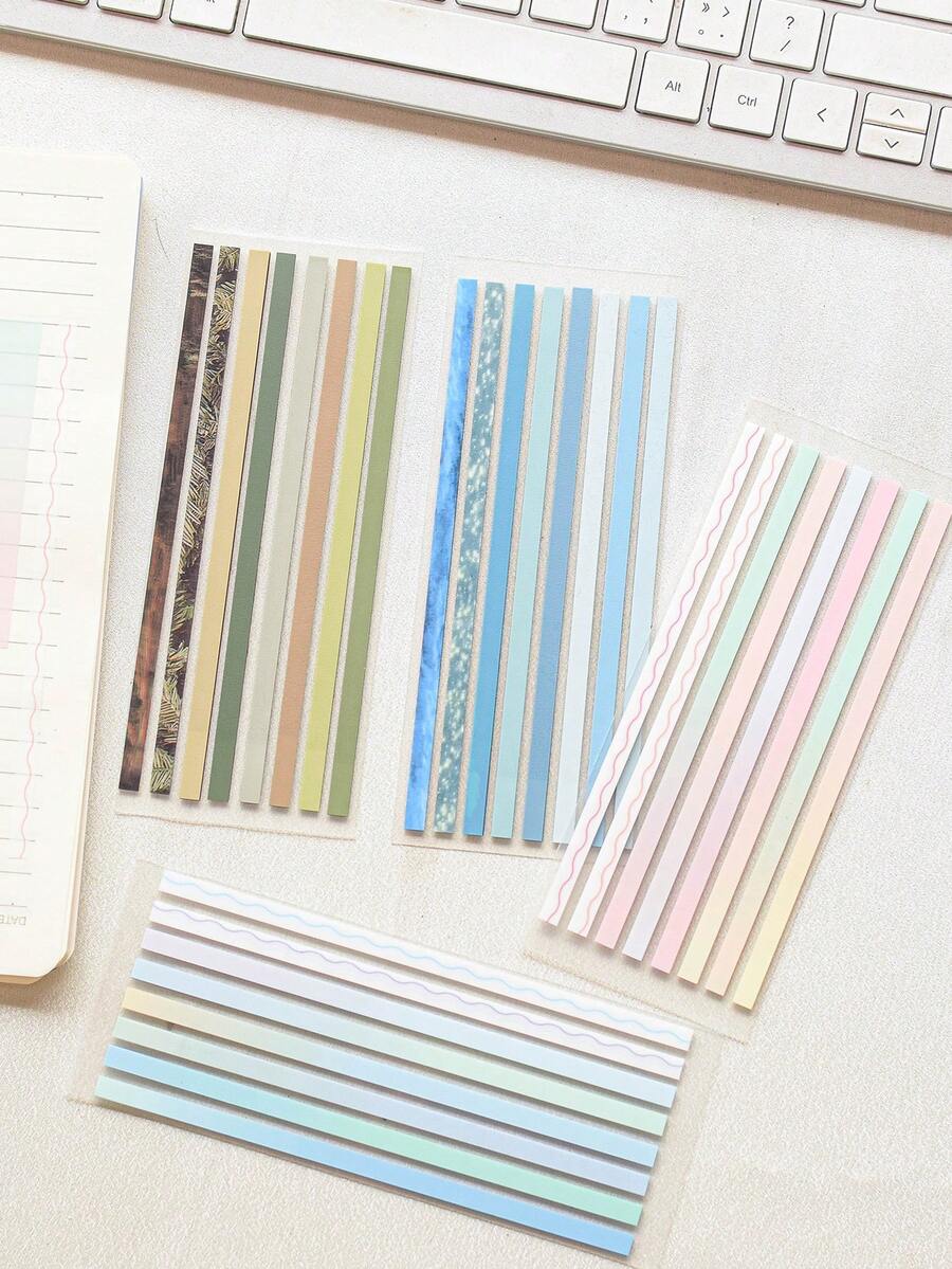 8 Designs/Pack Vintage Style Slim Sticky Notes, Student Markers, Semi ...
