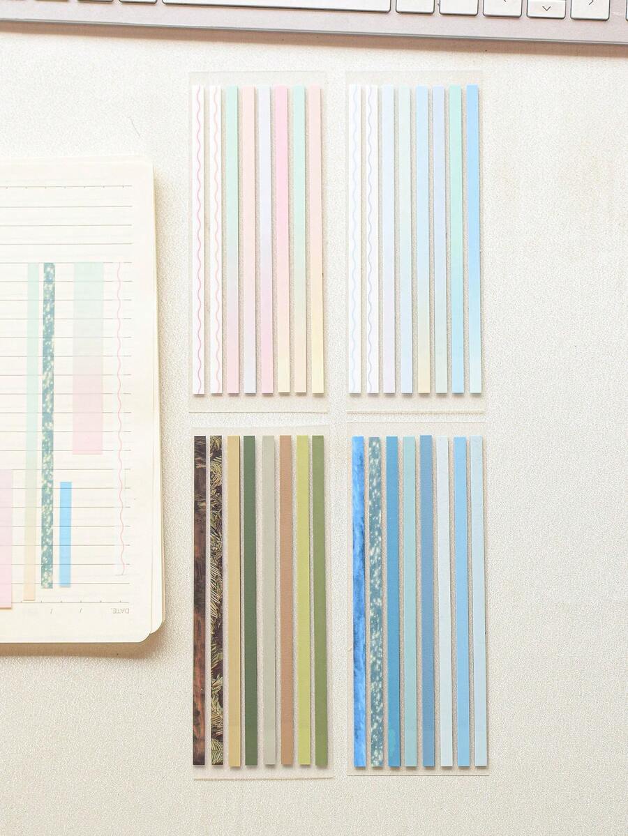 8 Designs/Pack Vintage Style Slim Sticky Notes, Student Markers, Semi ...