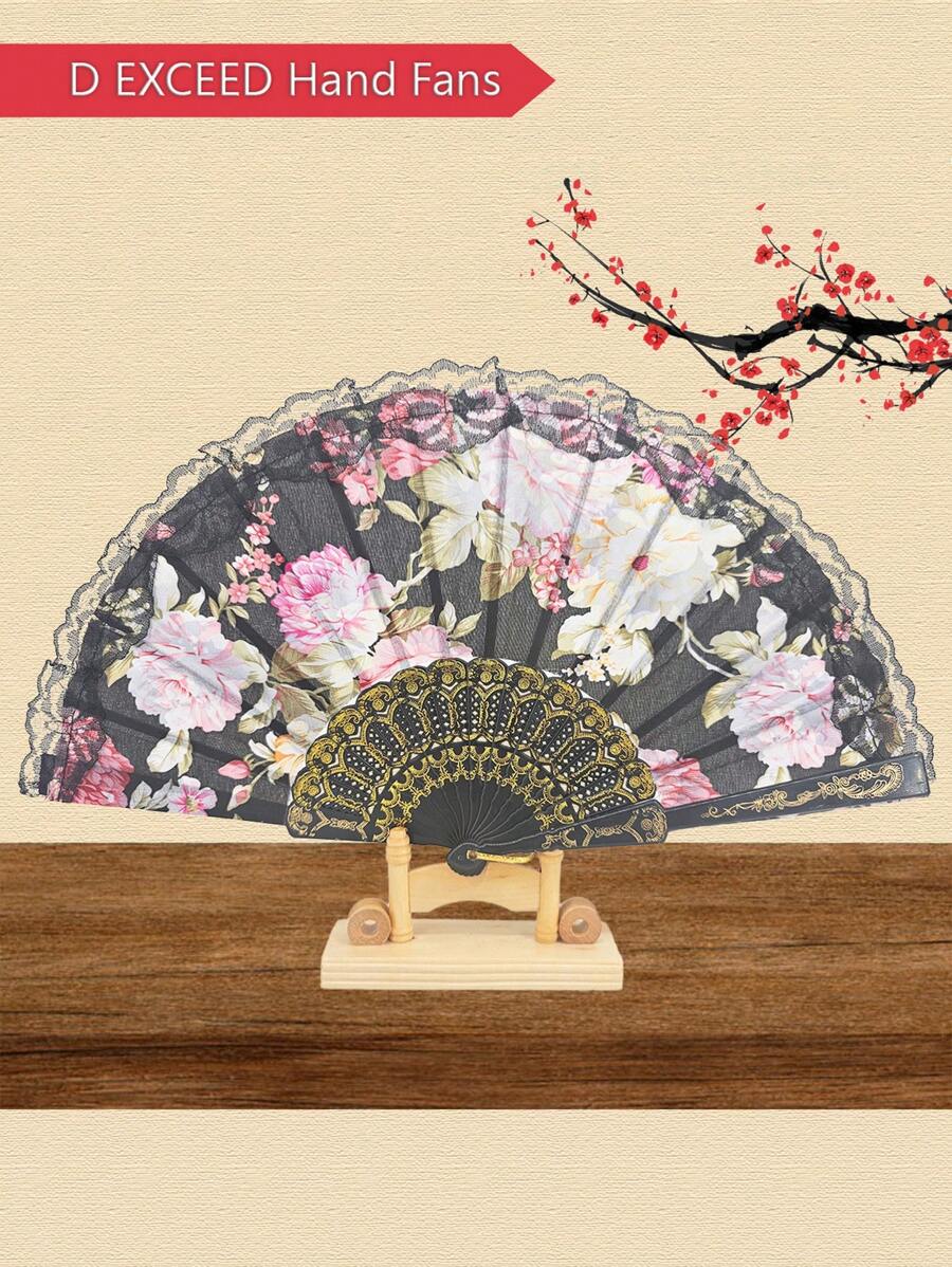1pc D EXCEED Peony Bud Lace Lady Handheld Folding Fan For Women ...