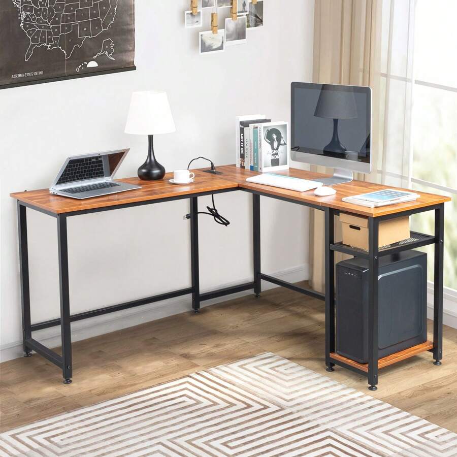 Office Desk, Office Computer Desk, Can Rotate Into L-Shaped Or Straight ...