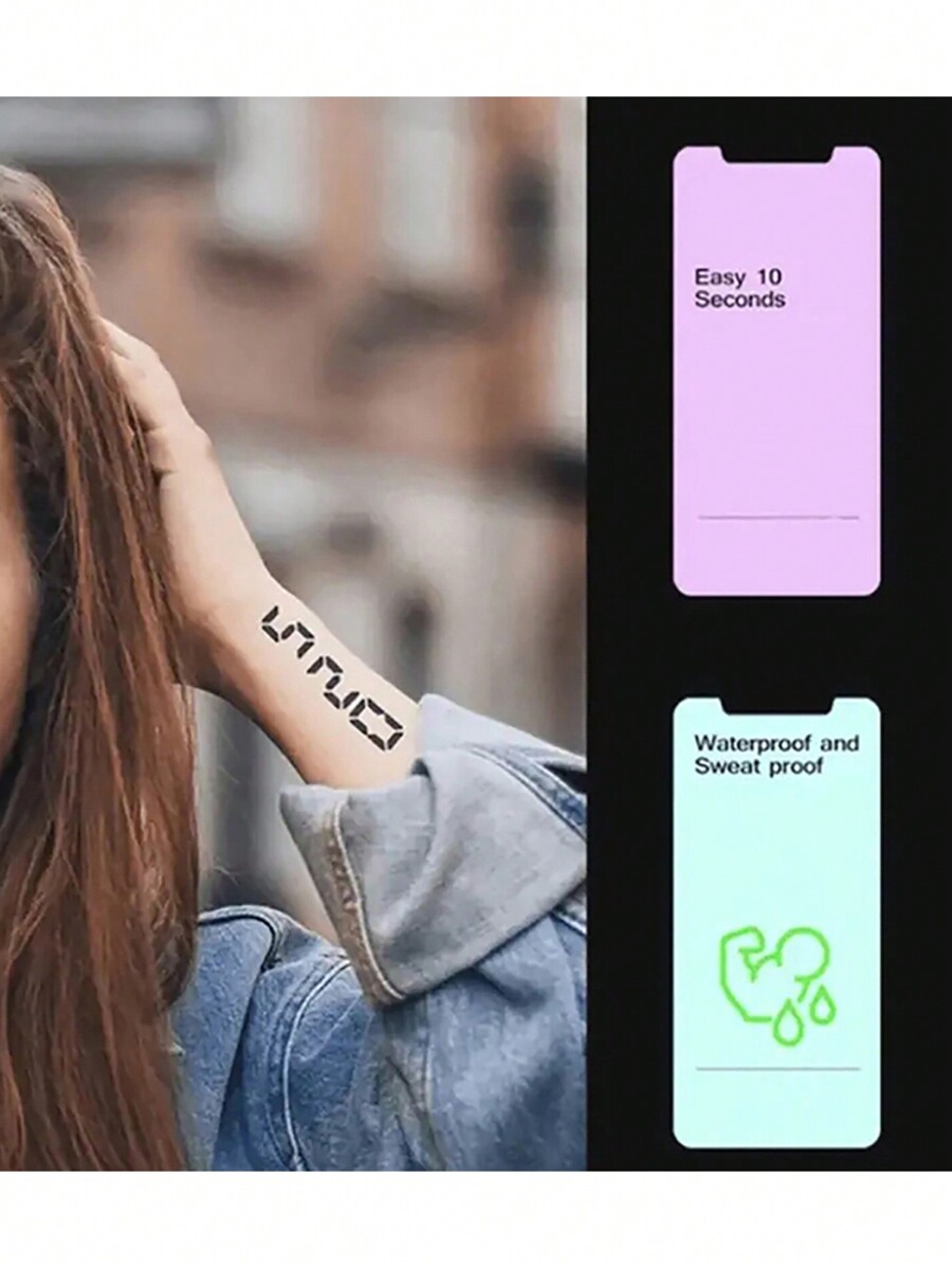 1PC Realistic Black Chain Piercing Temporary Tattoo Sticker For The ...