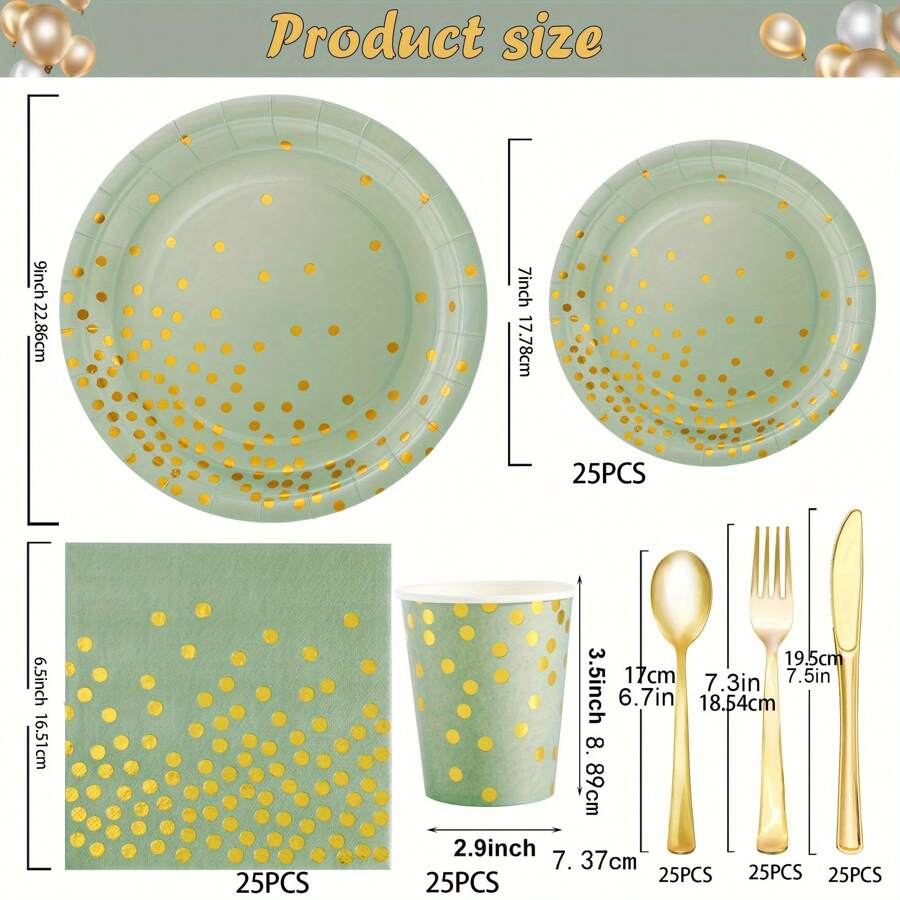 175 Pcs Sage Green Plates And Napkins Party Supplies - Sage Green Paper ...