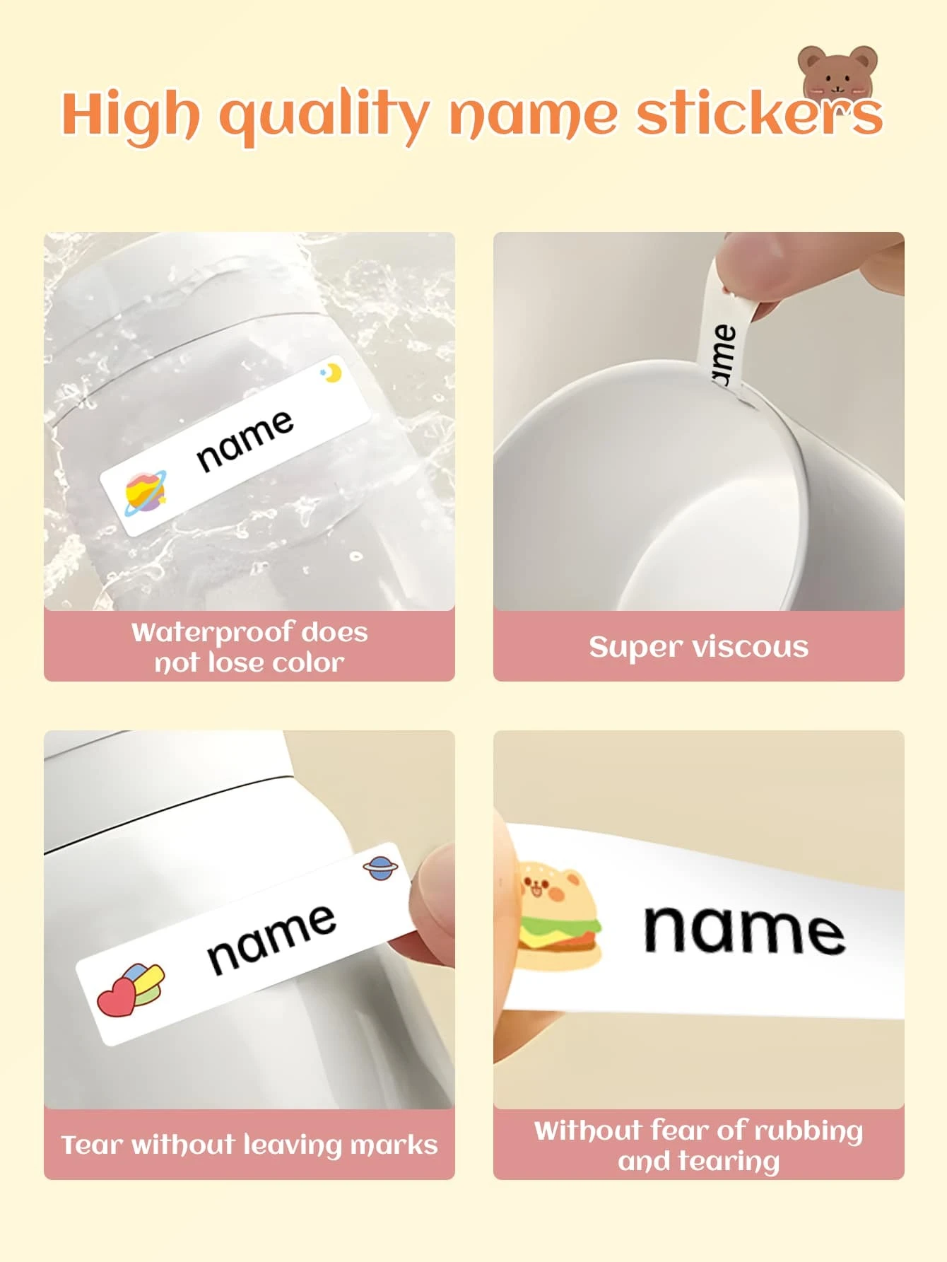 90 Pcs Custom Cartoon Waterproof Name Sticker,Personlized First Name ...