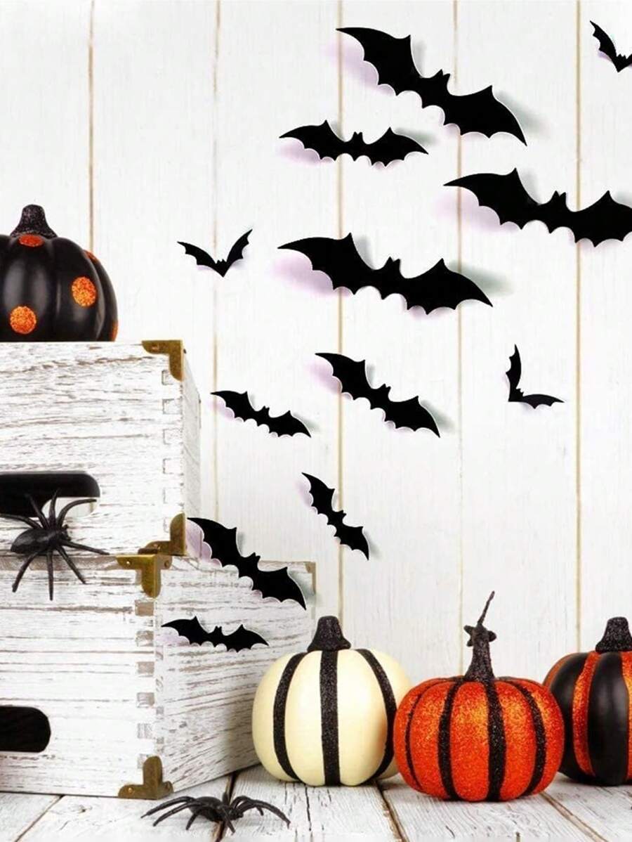 12/24/48pcs Bats Wall Decor, Halloween 3D Bat Decoration Stickers,4 ...