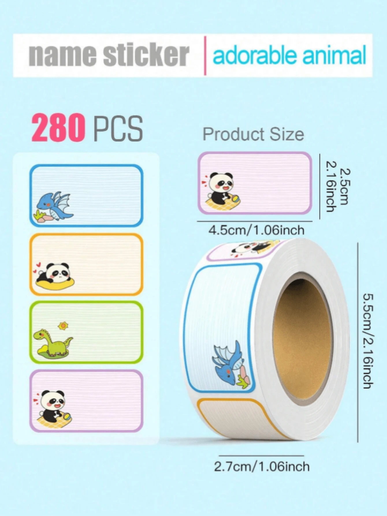 1 Roll Of 280 Kindergarten Name Stickers, Cartoon Adhesive Labels For ...