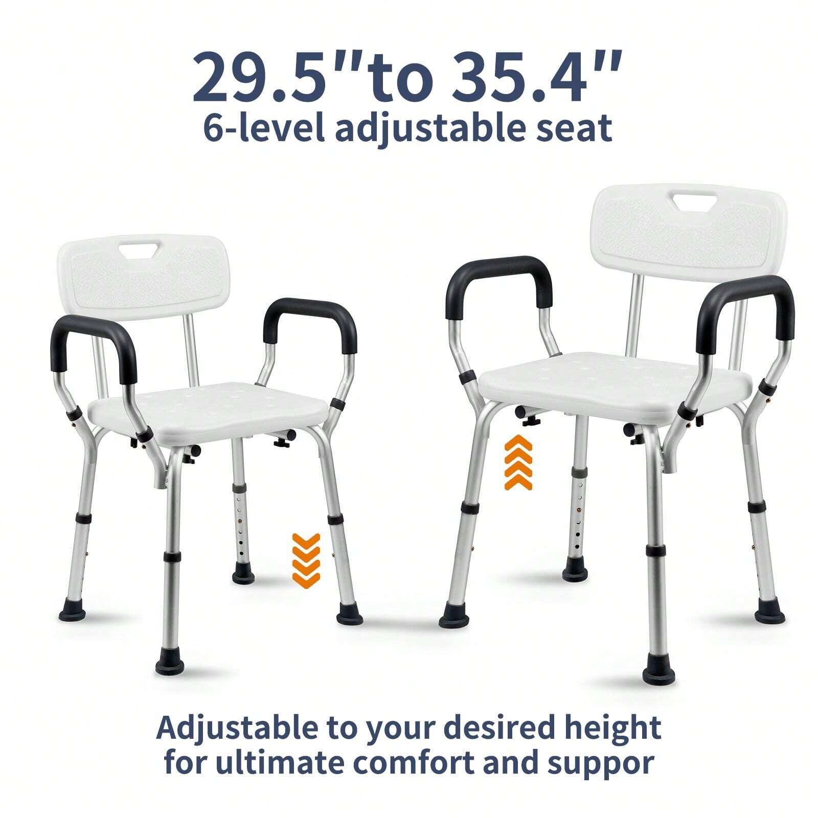 White Shower Chair For Indoor Use, Adjustable Lightweight Shower Bench ...