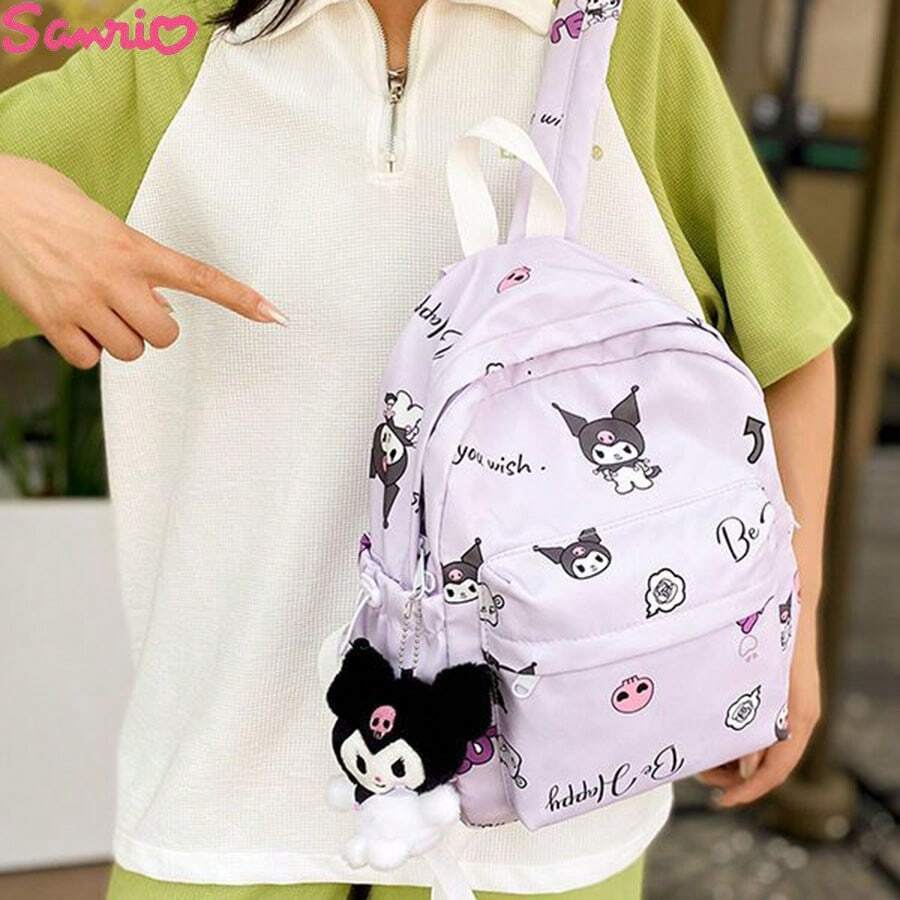Sanrio Kuromi Backpack, Kawaii Stylish School Bag, Women's Colorblock ...