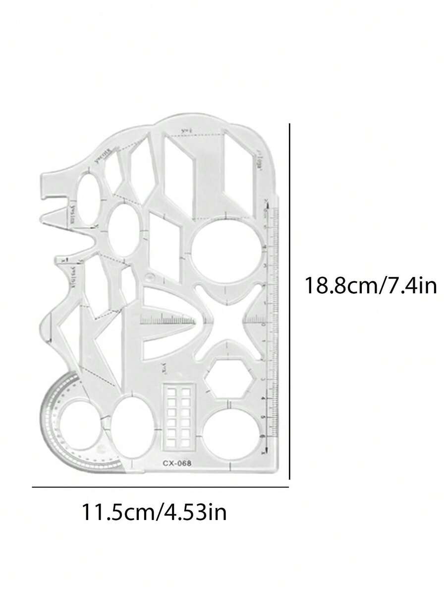 Transparent Multi-Functional Geometric Tool, Ruler And Drawing Stencil ...