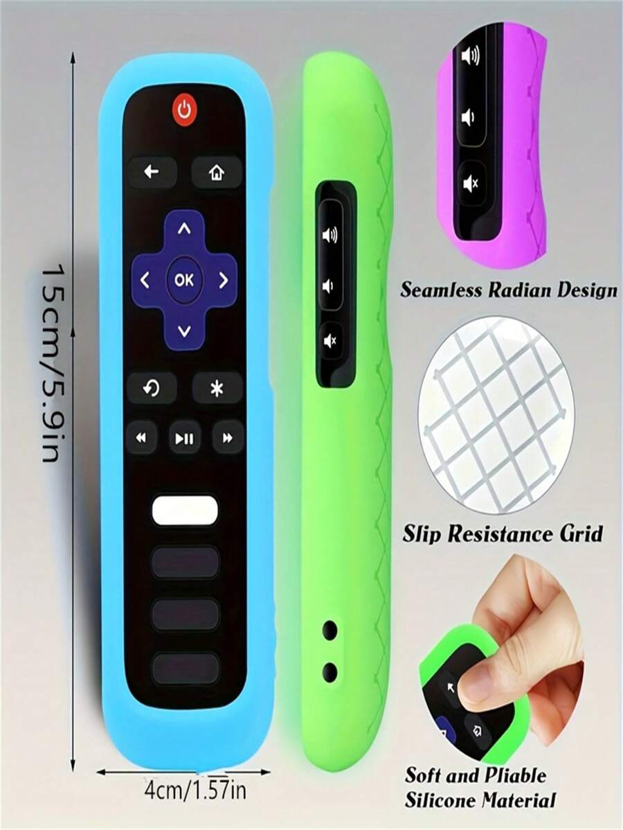 2pcs, Universal Silicone Remote Cover With Lanyard For Roku TV ...