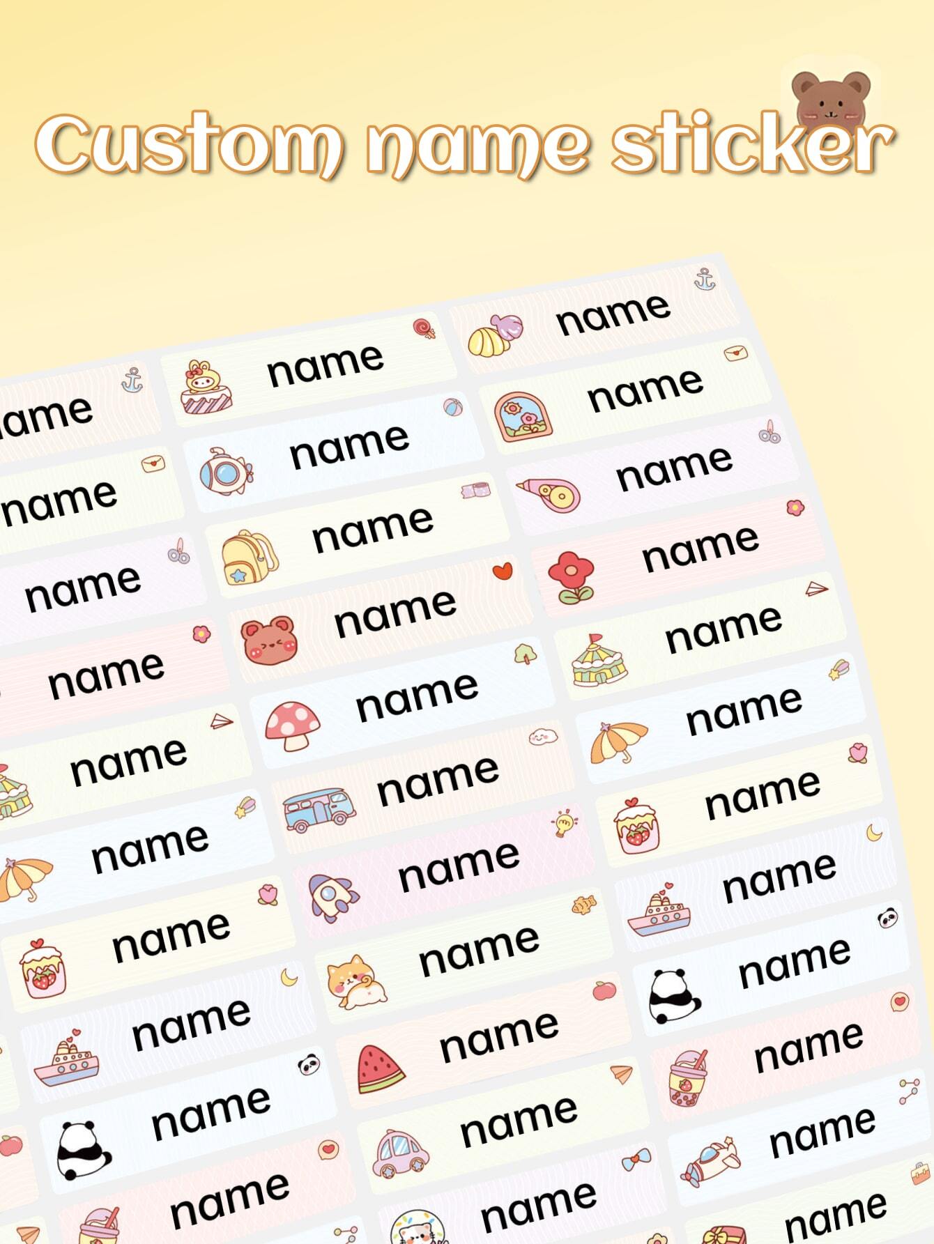 90 Pcs Custom Cartoon Waterproof Name Sticker,Personlized First Name ...