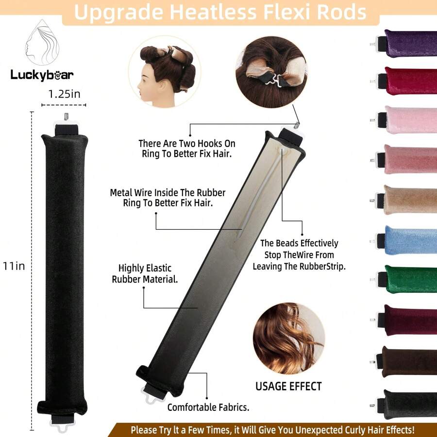 Overnight Blowout Rods Jumbo Heatless Hair Curler, Heatless Curls Satin ...