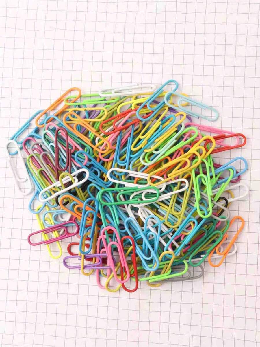 1 Pack Of 50, Colorful Plastic Wrapped Paper Clips, INS Style Curved ...