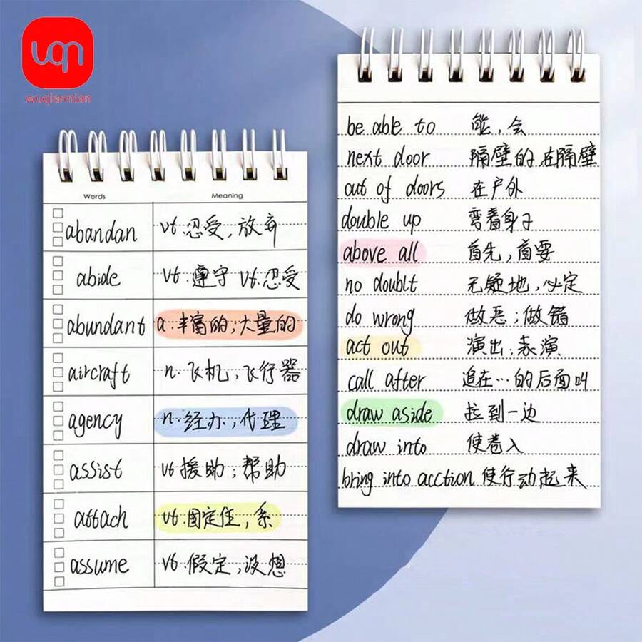 8pcs Alphabet Vocabulary Books Book In Horizontal Word List Notebook ...