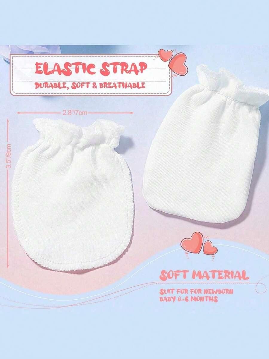 16 Pairs Solid Color Newborn Baby Anti-Scratch Hand Gloves, Suitable ...