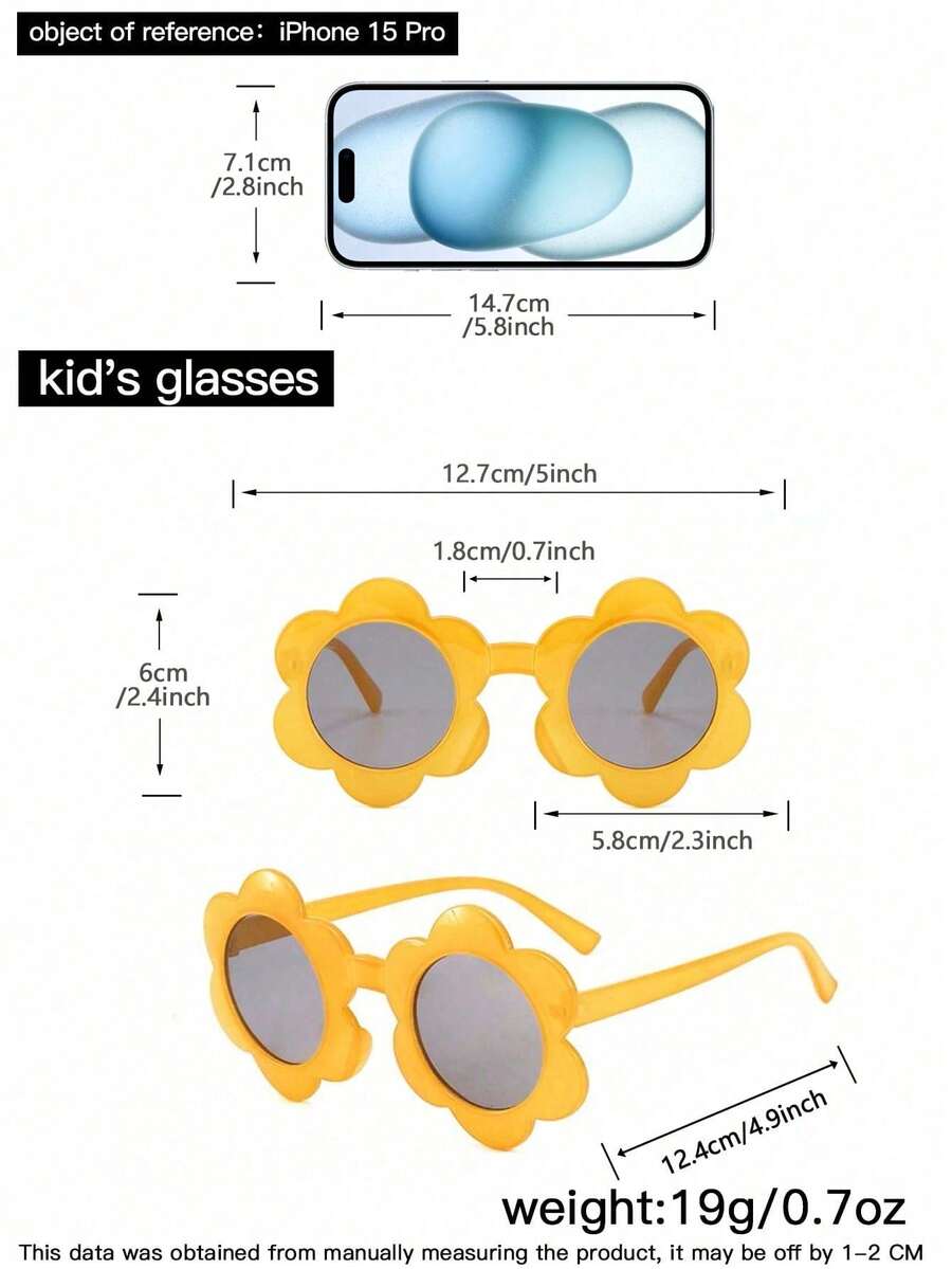 2 PCS Girls 4-8Y Cute Flower And Cat Ear Frames Trendy Fashion Eyewear ...