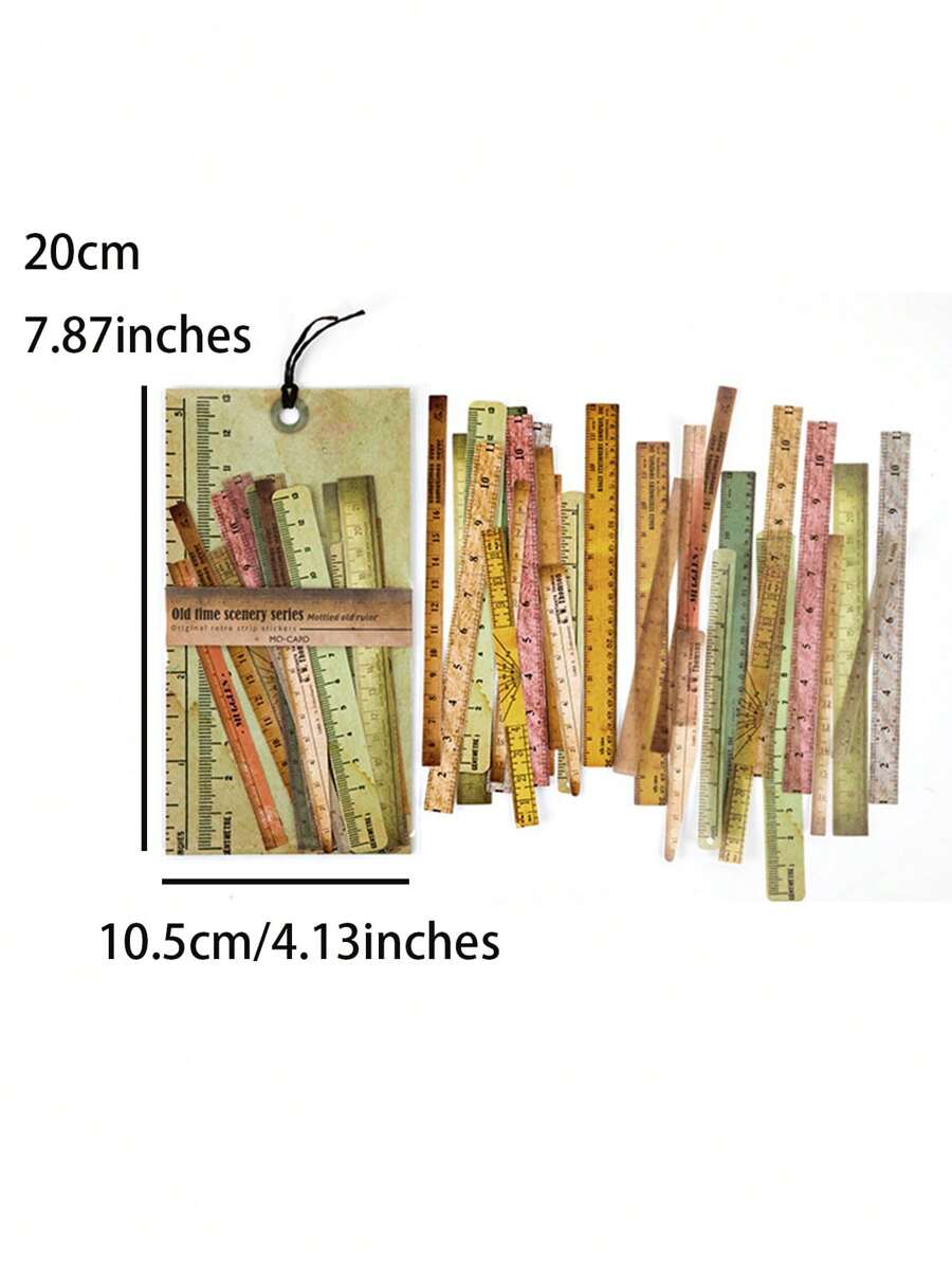 1pack/30pcs Creative Stationery Stickers With Faded Ruler And Paper ...