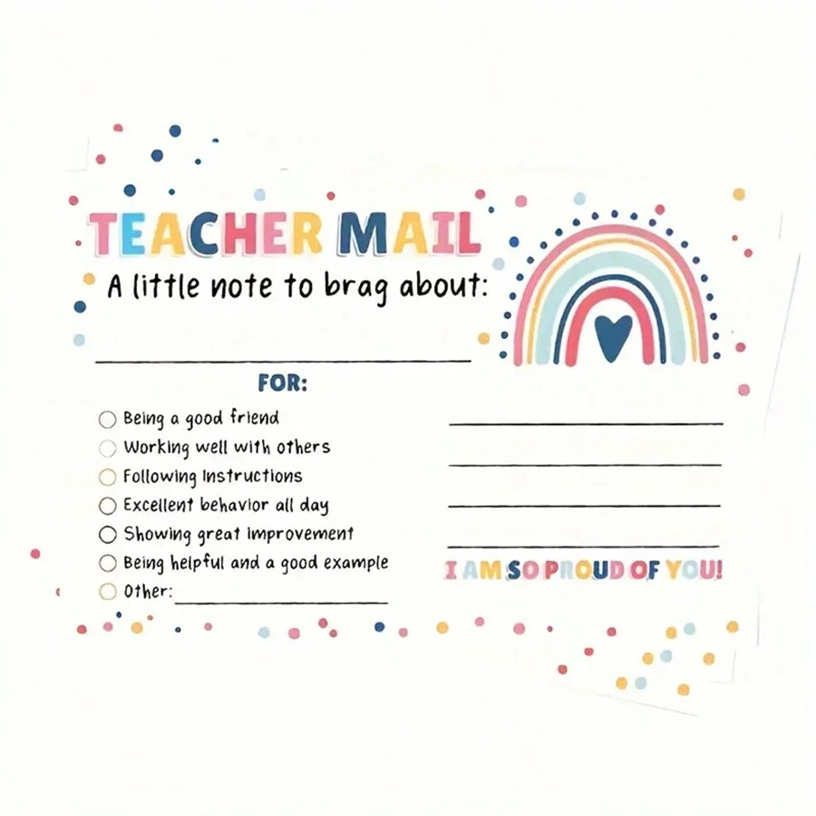 50 Pack Boho Rainbow Teacher Incentive Cards - Positive Behavior ...