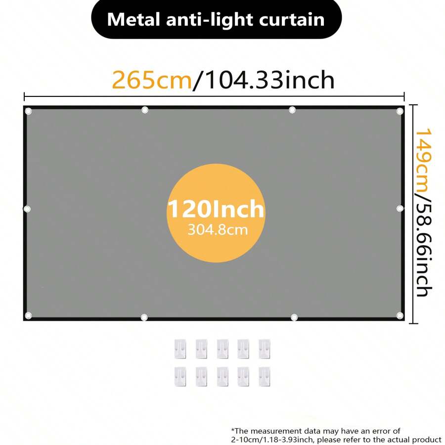 120 Inch Daytime Projector Screen White With Black Side Hooks, High ...