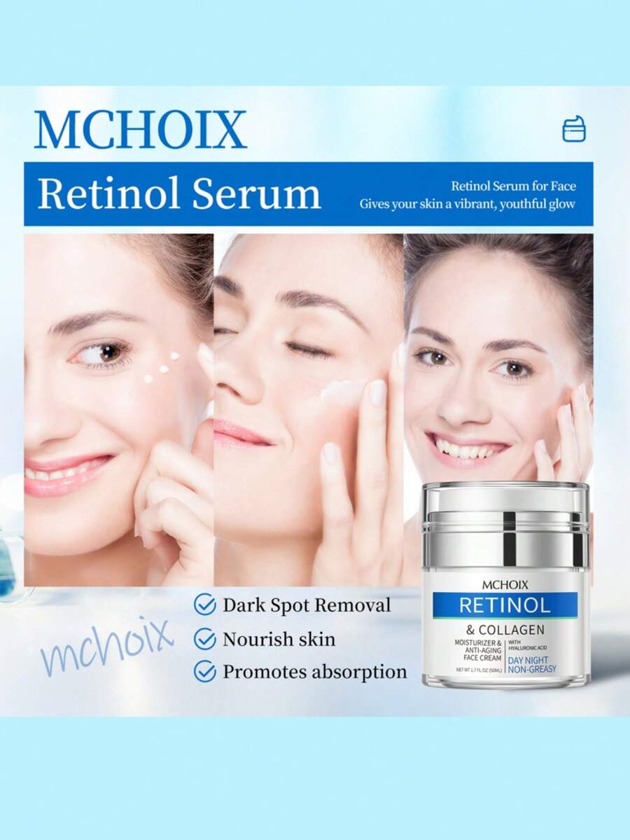 MCHOIX 1 Frasco 50ml Creme Facial de Retinol, Hidratante e Nutritivo, Reduz as Linhas Finas ...