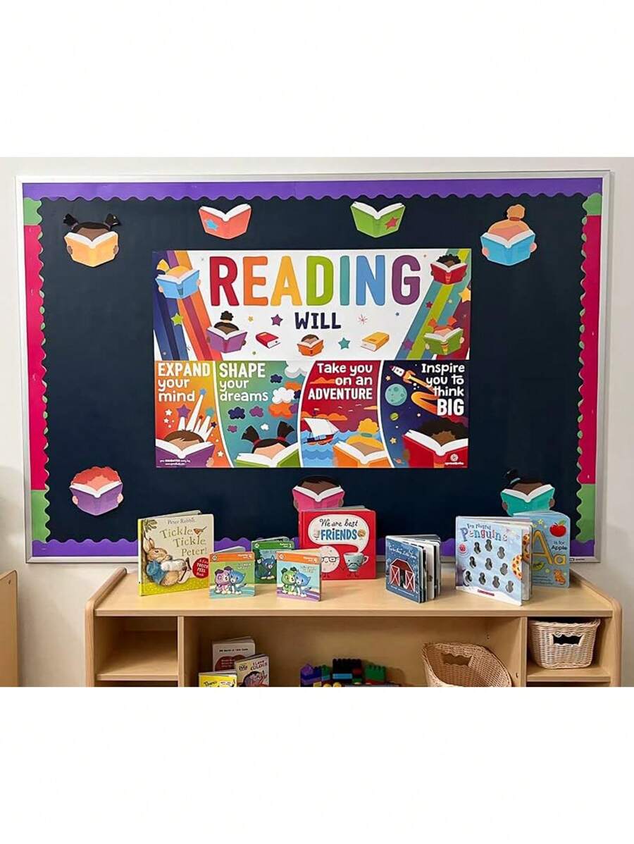 Reading Posters, Chalkboard Decorations - Multi-Coloured Posters ...