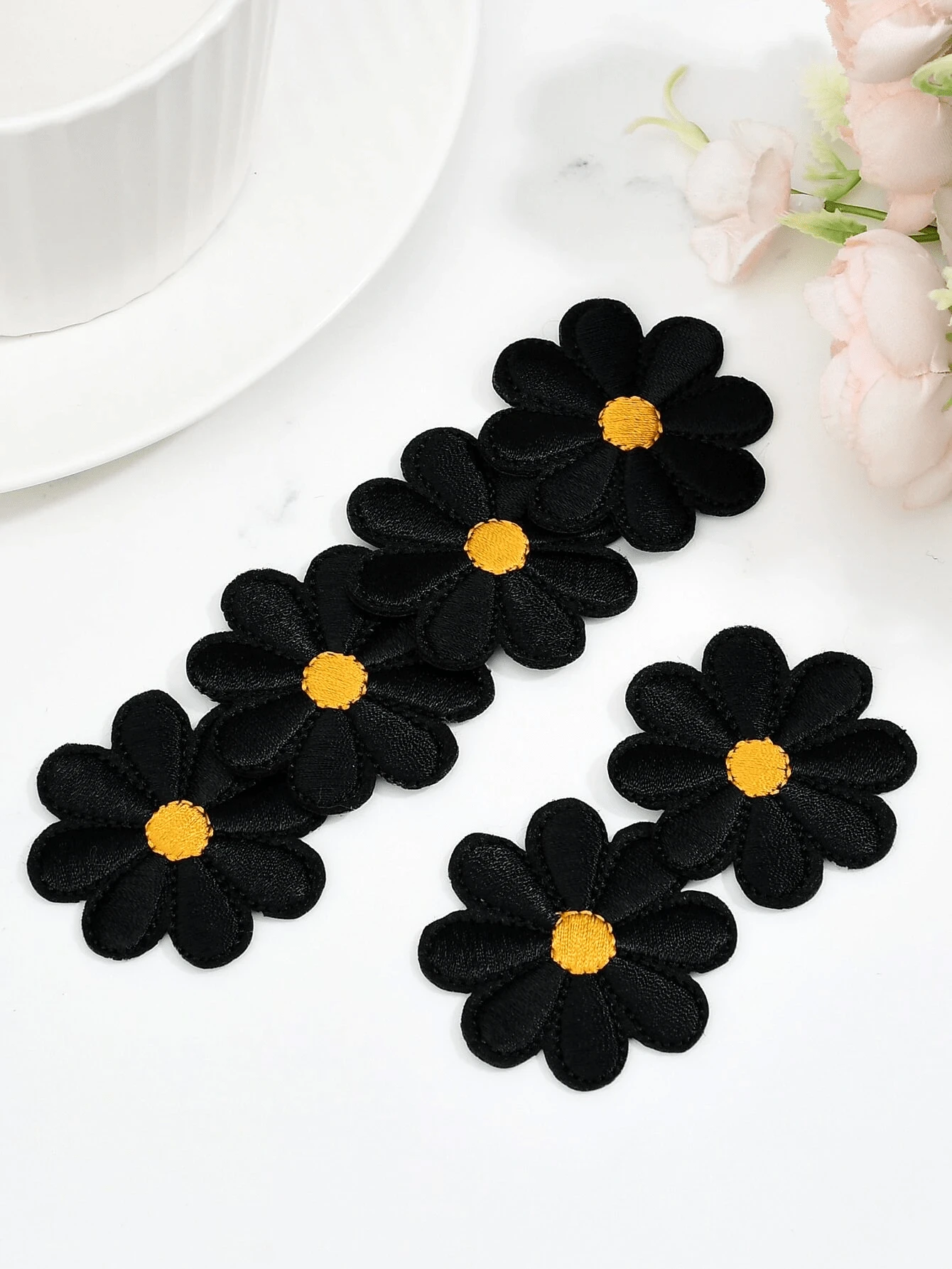 10pcs - 4cm Floral Embroidered Patch Stickers, Lovely Daisy Applique ...