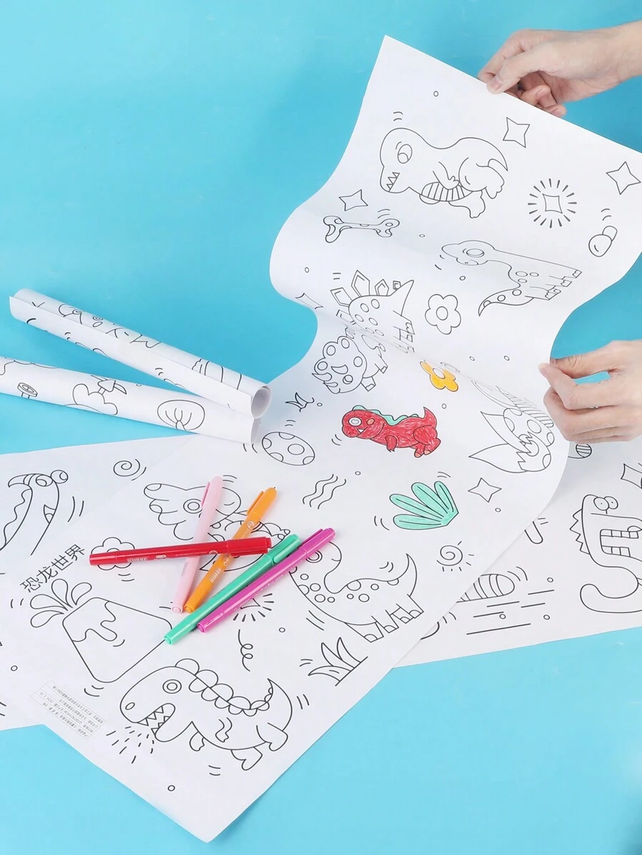 2 Sets Of Themed Coloring Scroll, Doodle Scroll, 90cm Long Painting ...