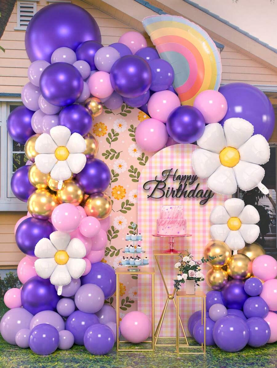 Rainbow Chrysanthemum Themed Balloon Set, Includes Balloon Arch, Happy ...