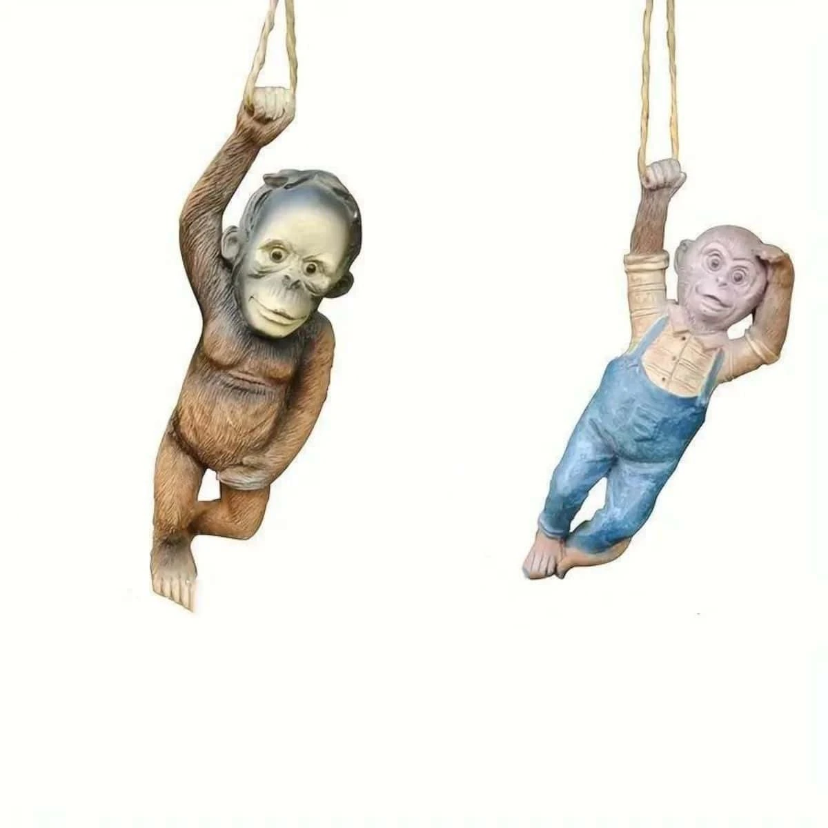 1pc Resin Monkey Statue With Hanging Rope For Outdoor Garden Decoration ...