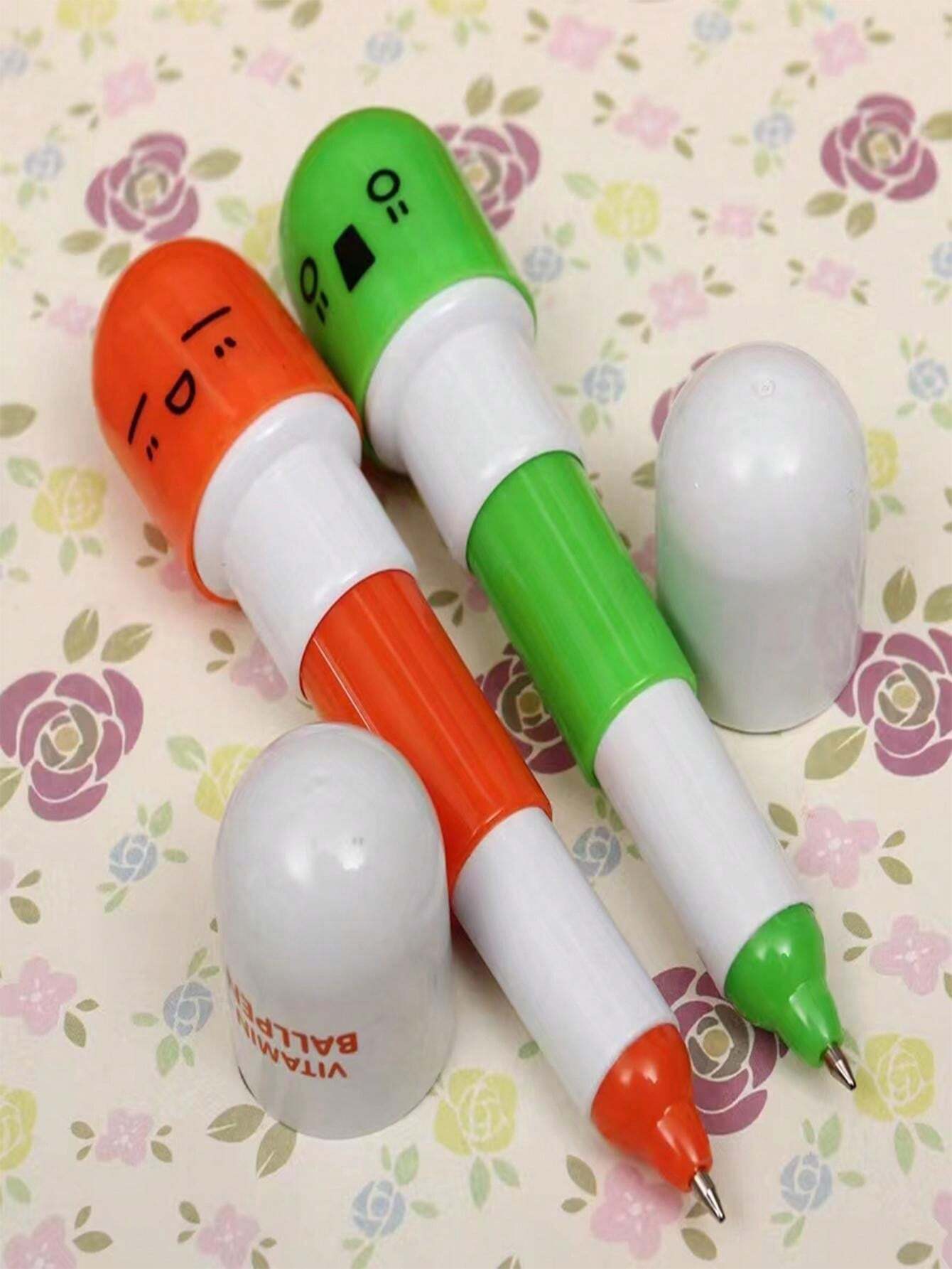 4pcs Cartoon Pill Shaped Retractable Ballpoint Pens, Creative ...