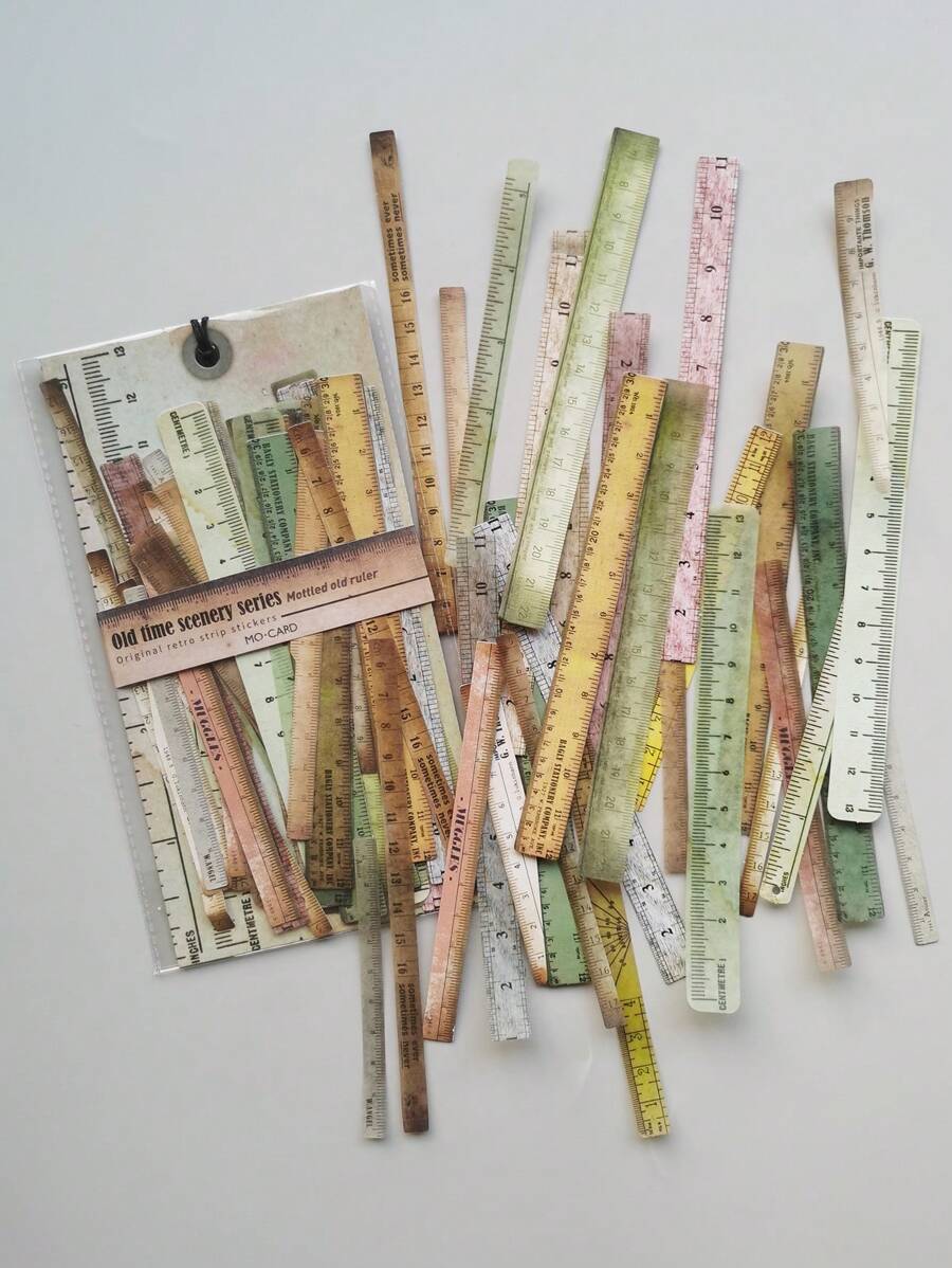 1pack/30pcs Creative Stationery Stickers With Faded Ruler And Paper ...