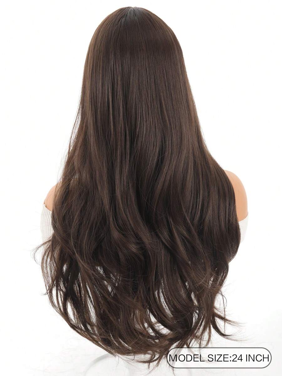 24 Inch S-Shaped Hair Seam Long Wavy Curly Synthetic Wig For Women ...