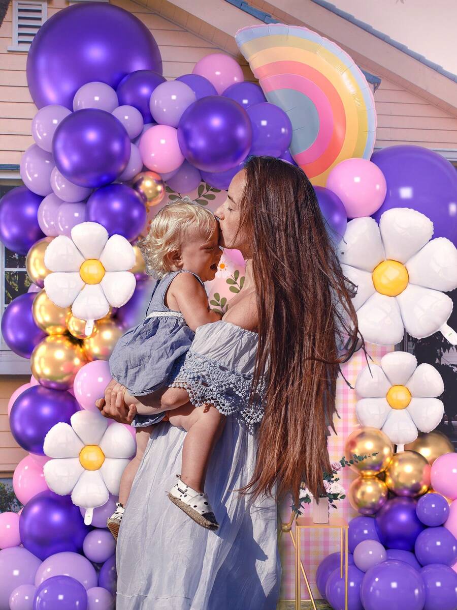 Rainbow Chrysanthemum Themed Balloon Set, Includes Balloon Arch, Happy ...