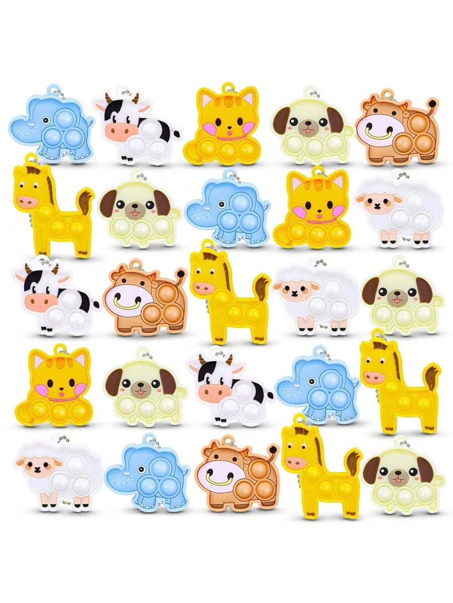 Animal Sheep Cat Dogs Pop Fidget Key Chain Push Bubble Poppers Sensory ...