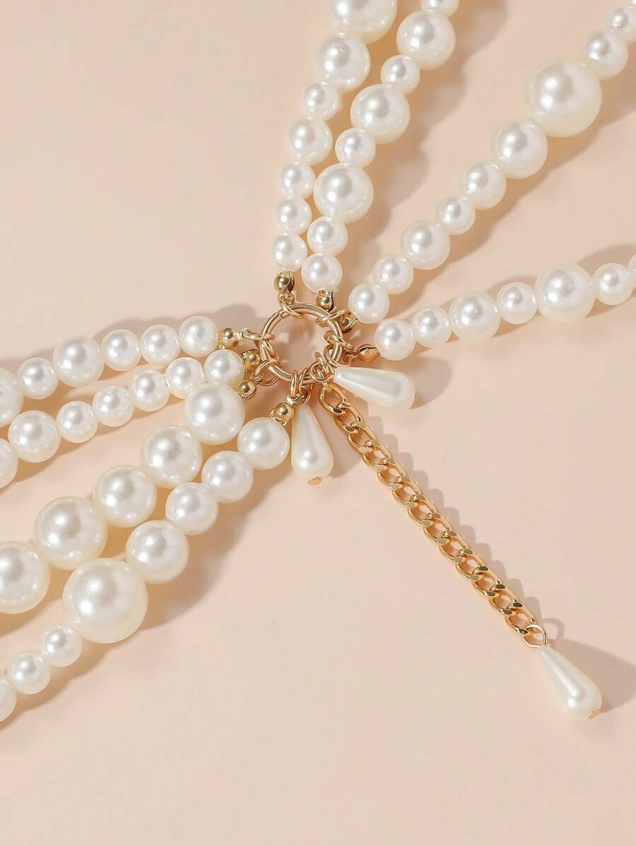 1pc New Handmade Pearl Beaded Multi-Layer Waist Chain For Women ...