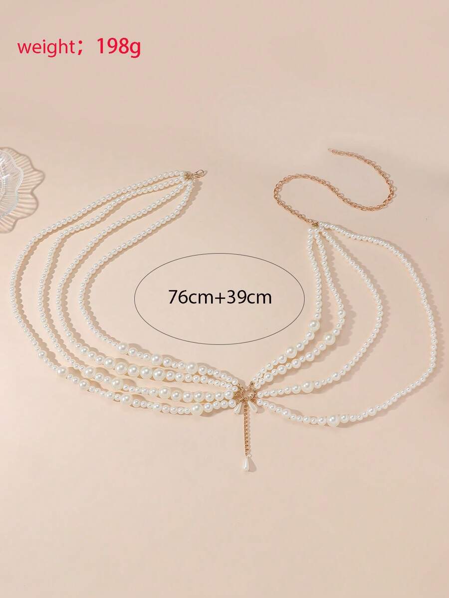 1pc New Handmade Pearl Beaded Multi-Layer Waist Chain For Women ...