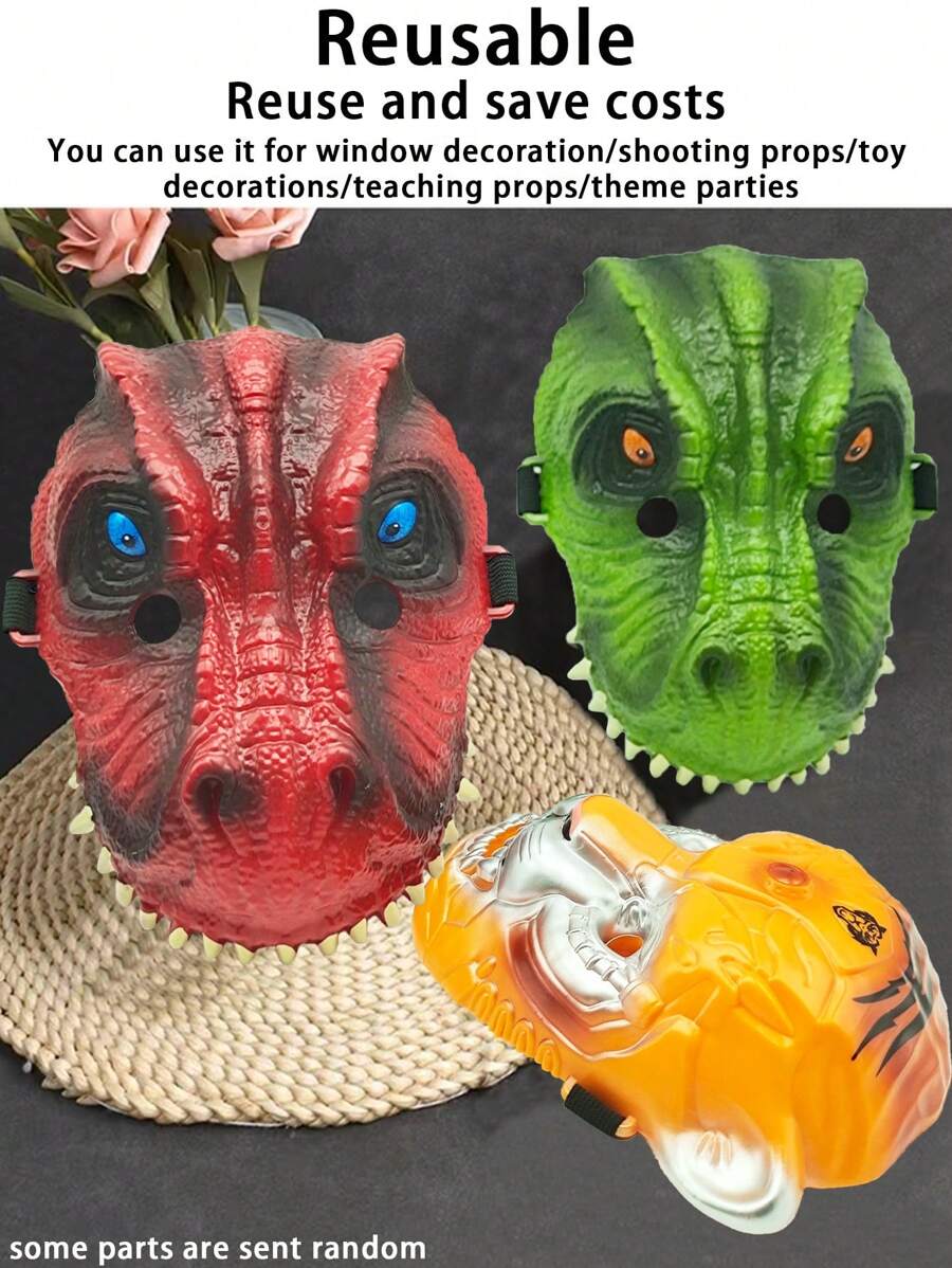 Funny Creative Simulation Mask For Party Decoration, Red/Green Dinosaur ...