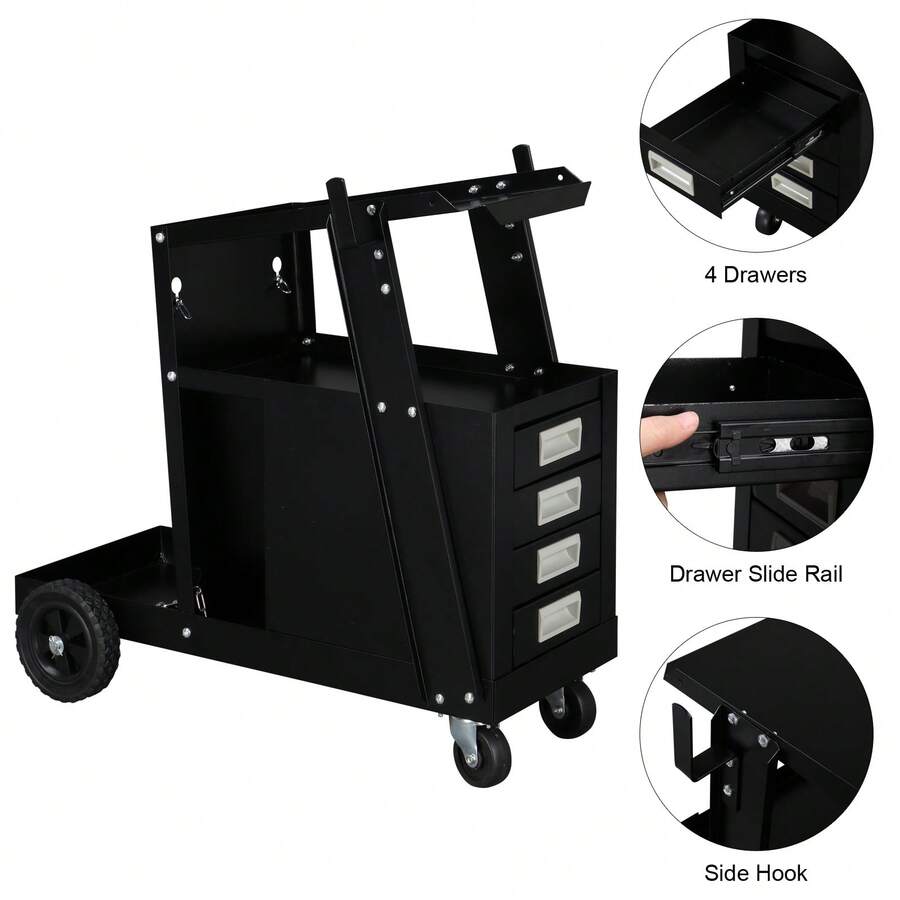 Welding Cart, 4 Drawers Welder, Portable Wheels Steel Welding Cart ...