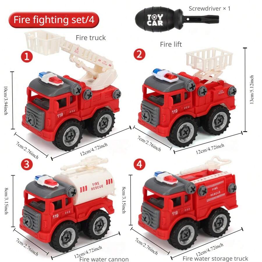 DIY Disassemble & Assemble Engineering Vehicle Toy Set For Boys, Screw ...