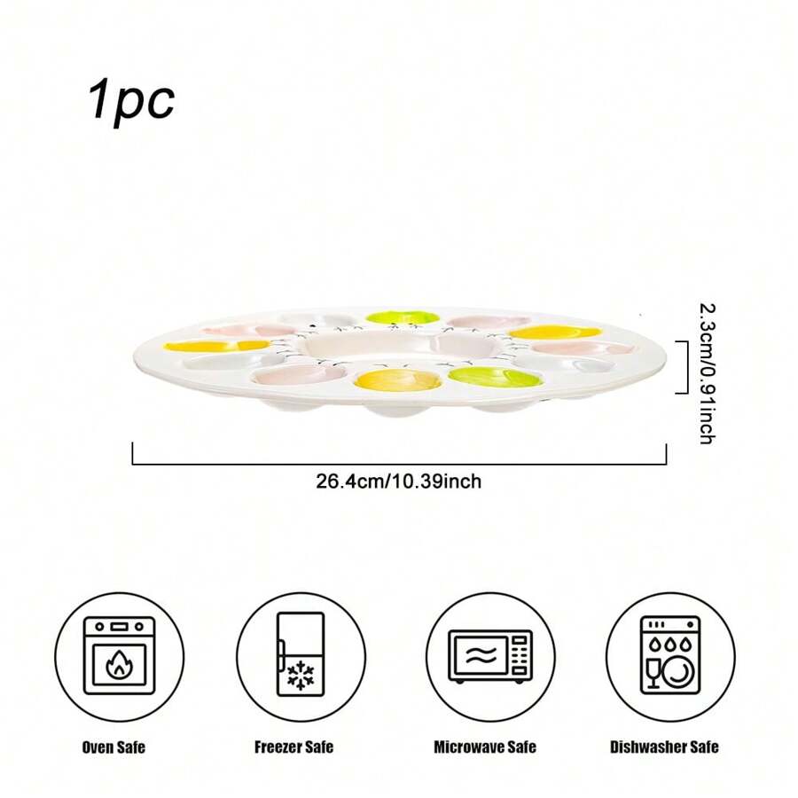 Ceramic Deviled Egg Platter, 12 Holes Round Deviled Egg Plates With ...