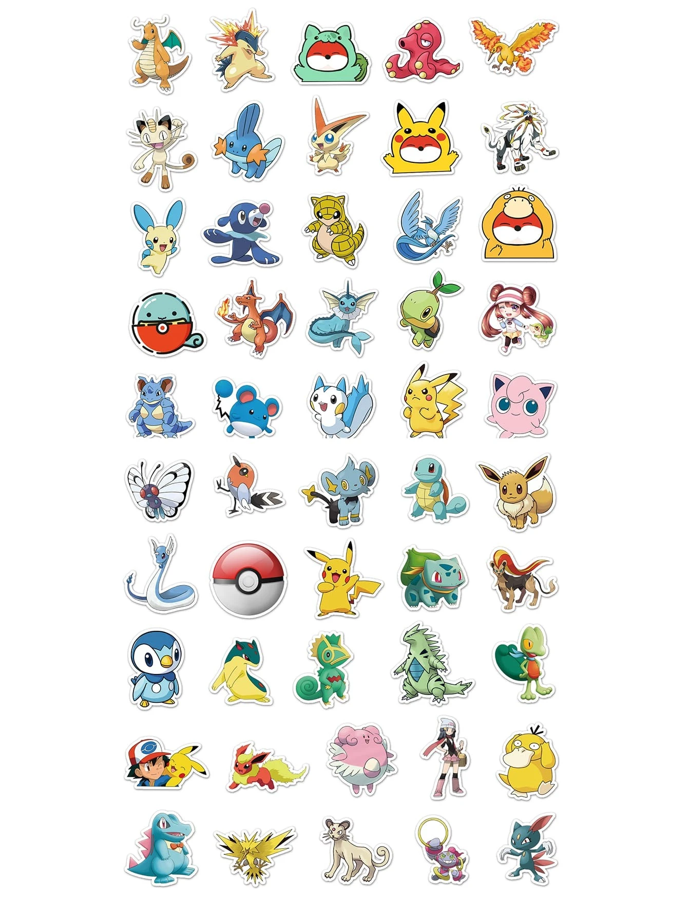 Pokemon 100Pcs Stickers Kawaii Skateboard Bicycle Guitar Laptop Kids ...