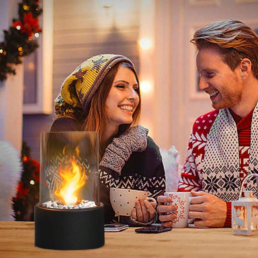 LILIIN tafelhaard bio-ethanol, rond/rechthoek met 2 stukken glas ...