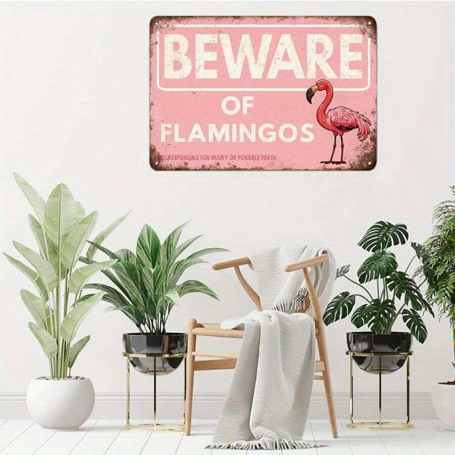 1pc, Flamingo Tin Sign, Outdoor Flamingo Decor, Pink Flamingo Yard ...
