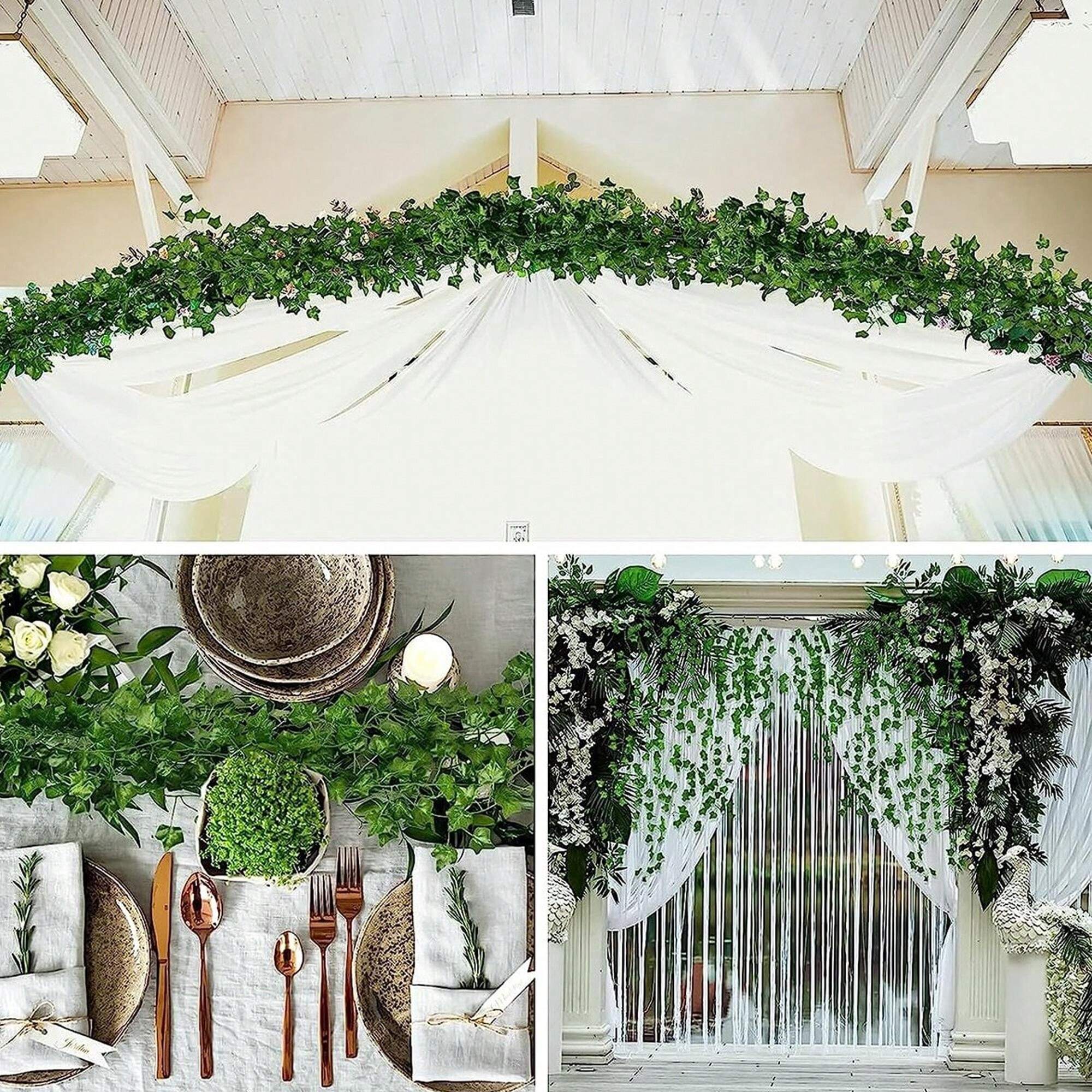 1/6 Pcs Fake Vines For Room Décor, Artificial Ivy Greenery Fake Leaves ...